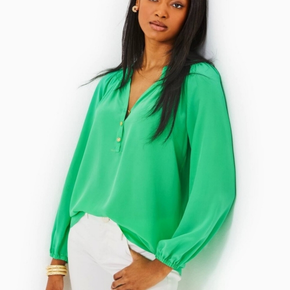 Lilly Pulitzer | Tops | Lilly Pulitzer 0 Silk Elsa Blouse Size Medium ...
